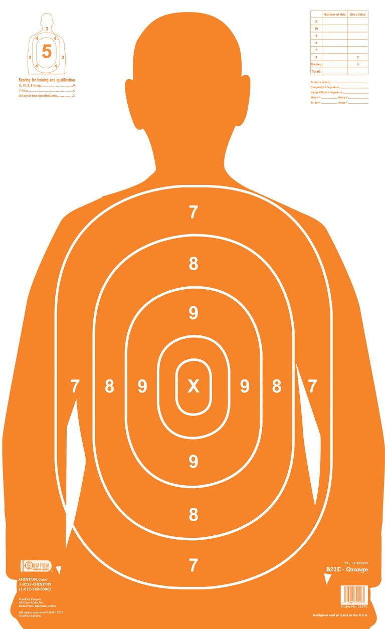 B27E Orange (22270) | GunFun Shooting Targets, Inc.