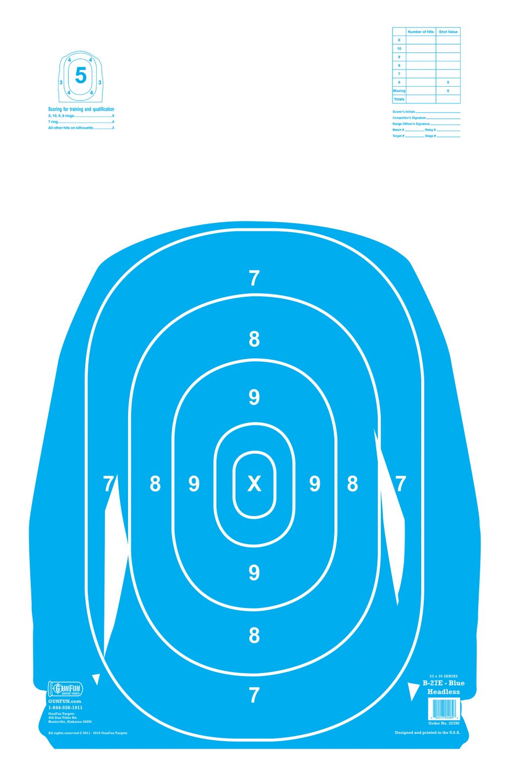 B27E Blue Headless (22780) | GunFun Shooting Targets, Inc.
