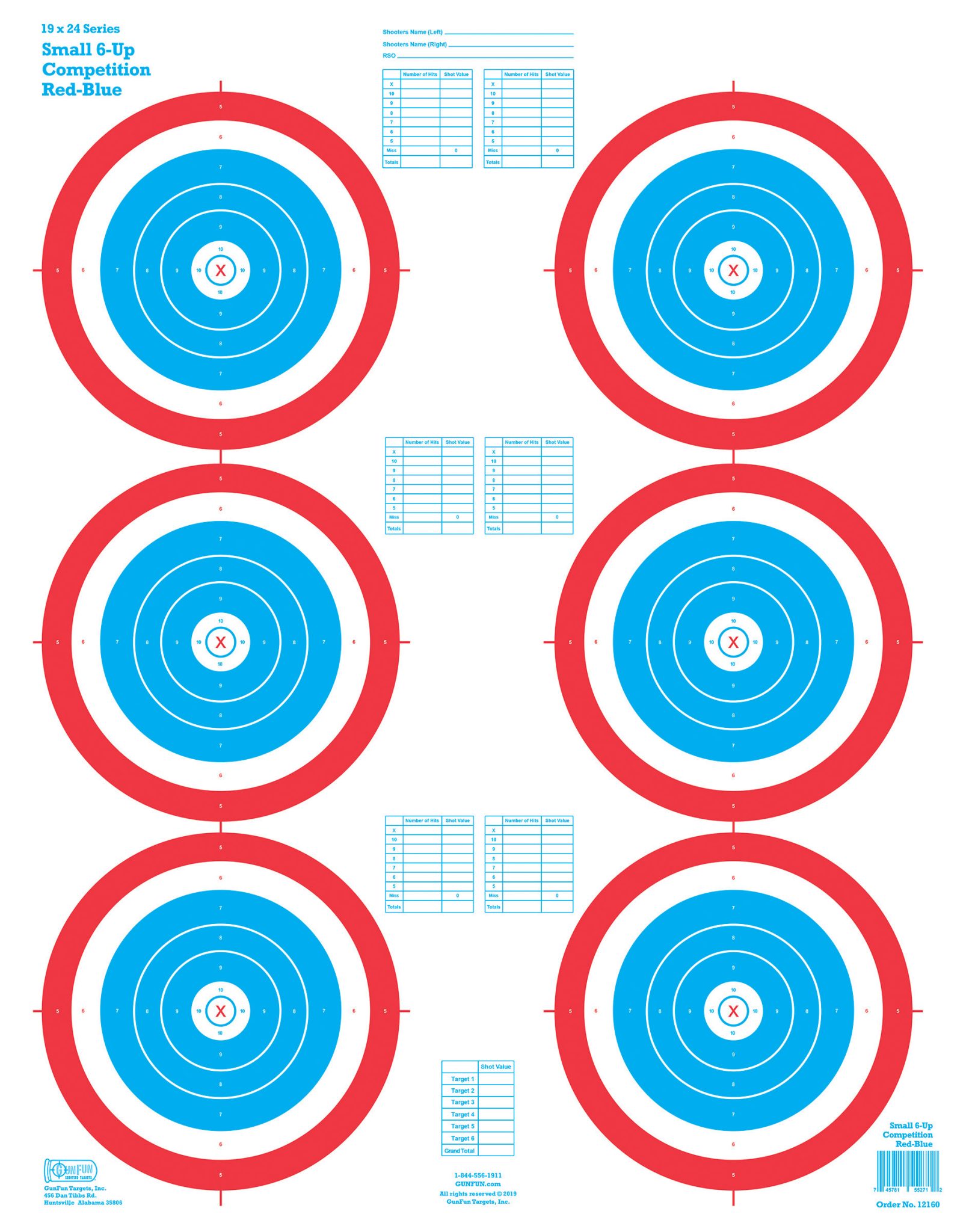Small 6-Up Competition (12160) | GunFun Shooting Targets, Inc.