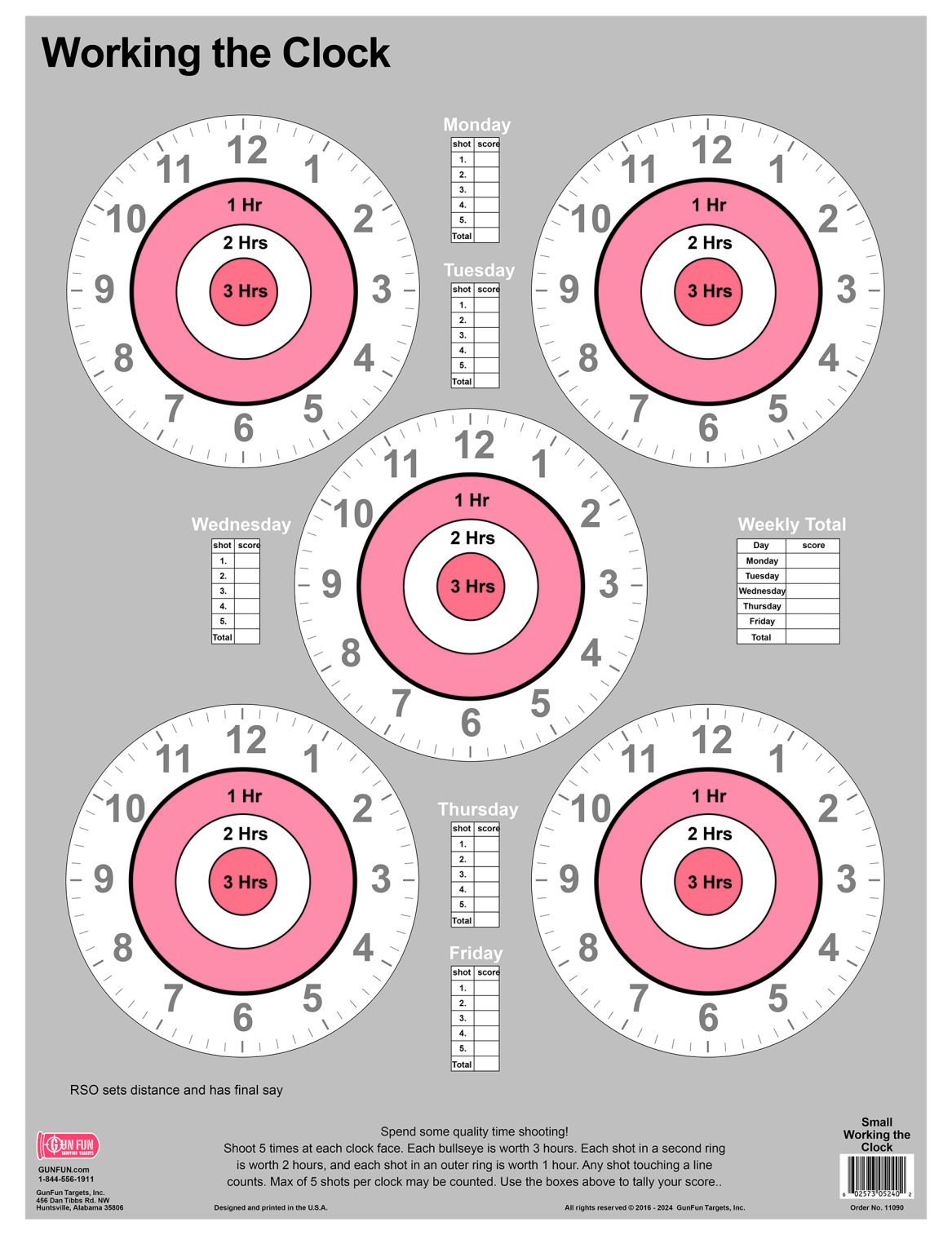 Small Working the Clock (11090) | GunFun Shooting Targets, Inc.